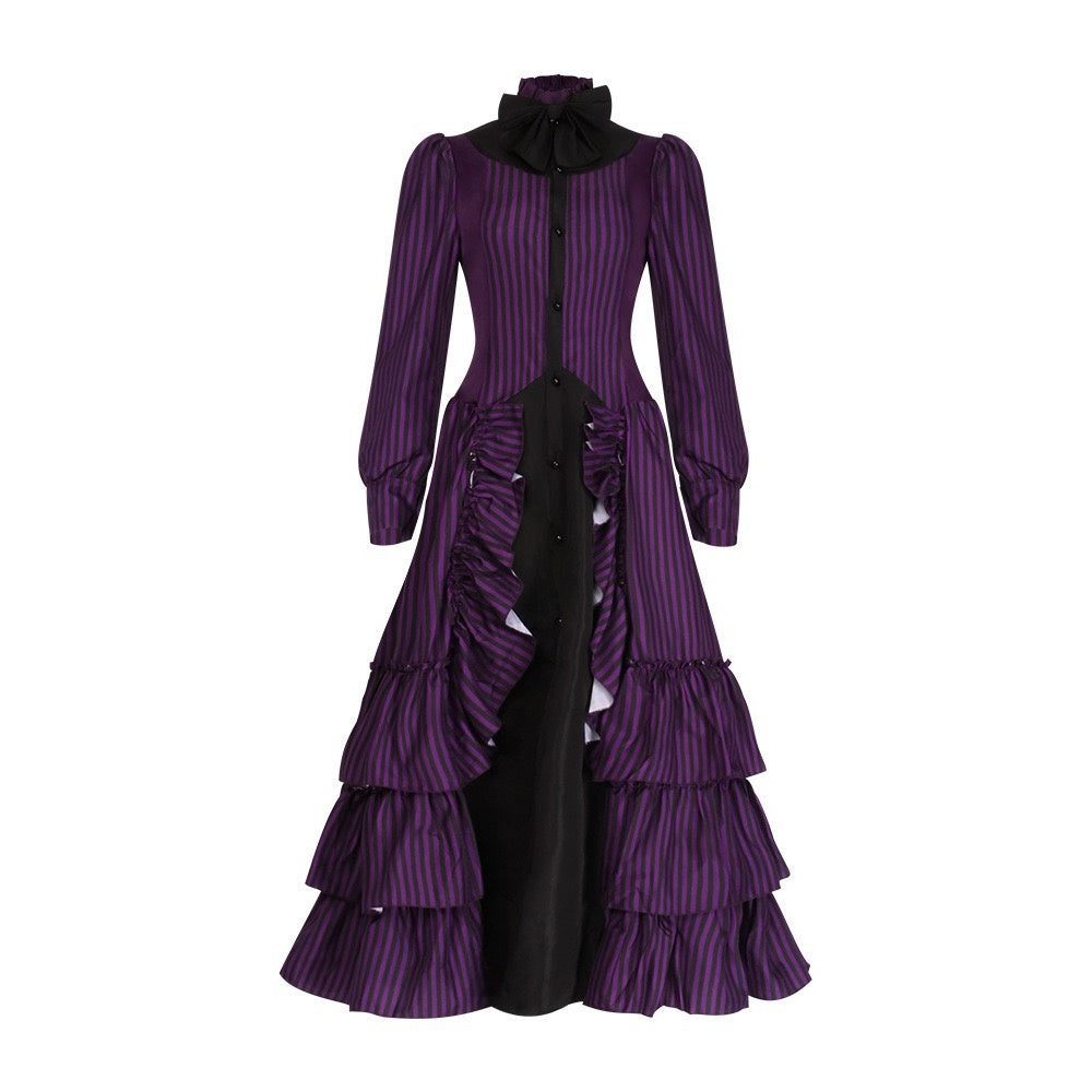 A-Line/Princess Jewel Neck Long Sleeves Floor-Length Gothic Retro Plea ...